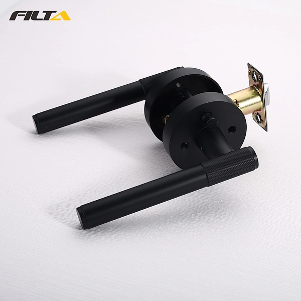 Filta Matte Black Zinc Alloy Entry Door Handles With Lock Hardware